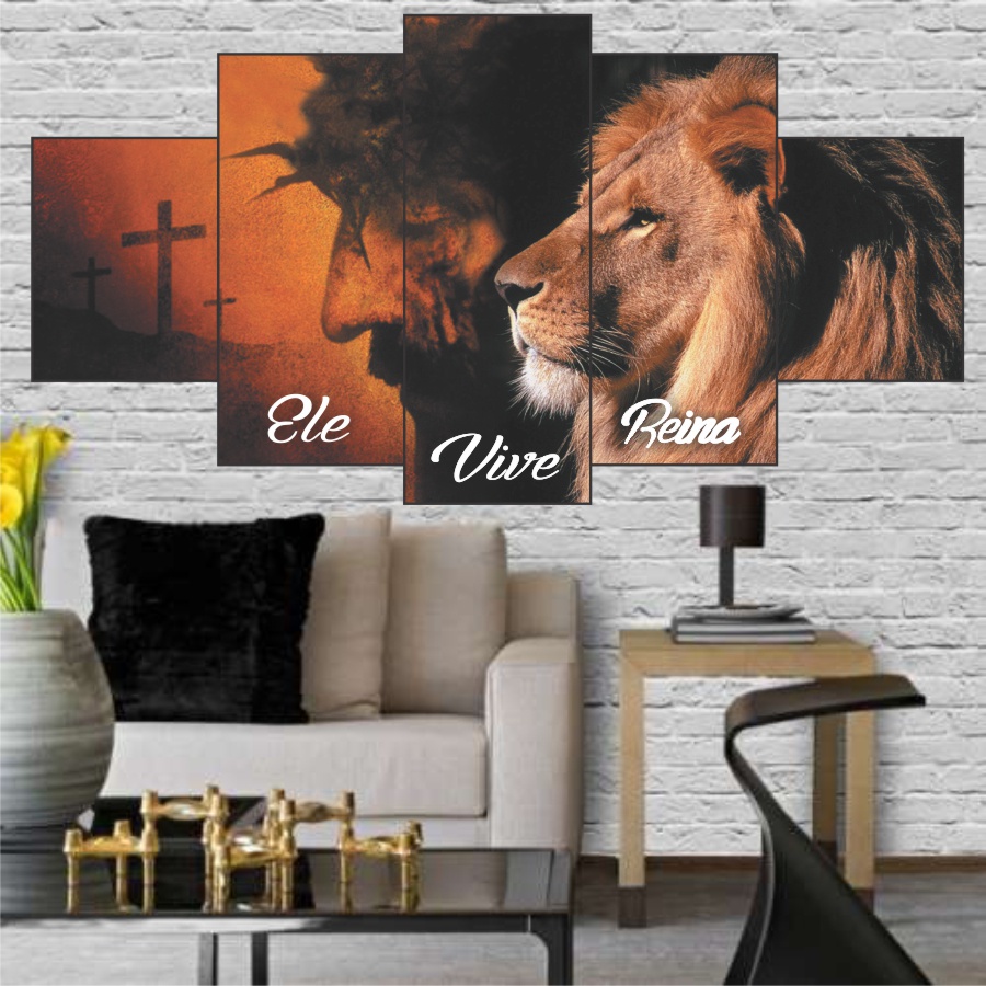Quadro De Parede Decorativo Leao Juda Ele Vive Reina N Jesus Cristo ...