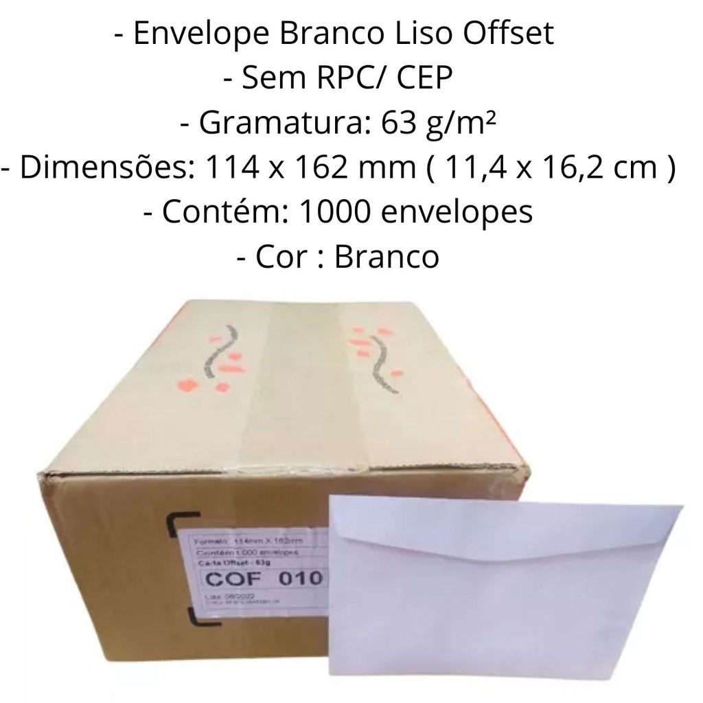 Caixa Envelope Branco Carta Liso C/ 1000 Unidades | Shopee Brasil