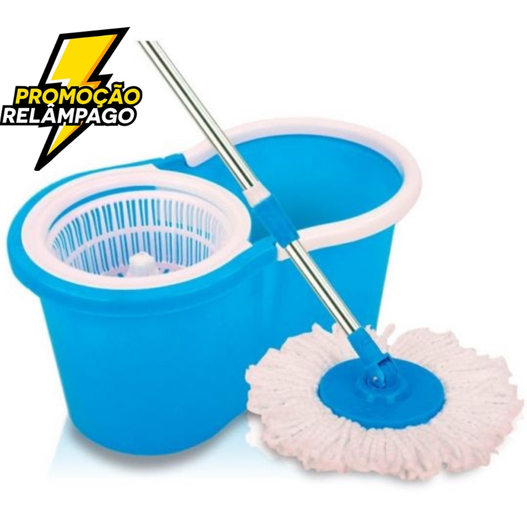 Mop Giratório Esfregão rodo de limpeza 360° Balde com reservatorio 1 ...
