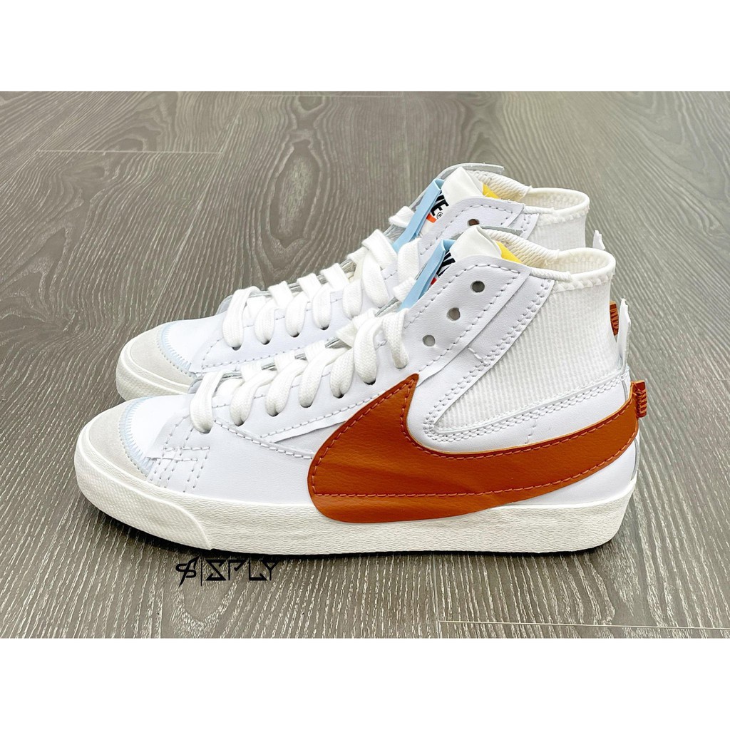 Nike Blazer Mid 77 gigante branco tijolo vermelho gigante costura ...