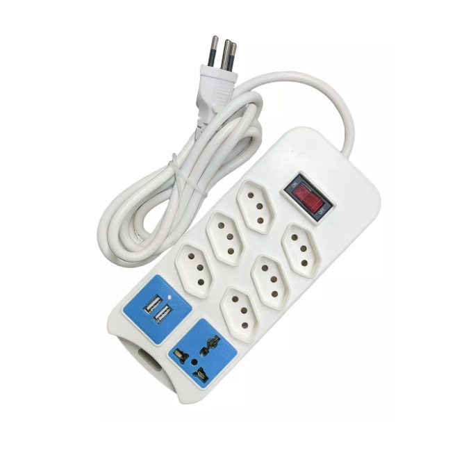 Extensão Elétrica 7 Tomadas Régua Bivolt 2 Usb Cabo 2m GN-349 | Shopee Brasil