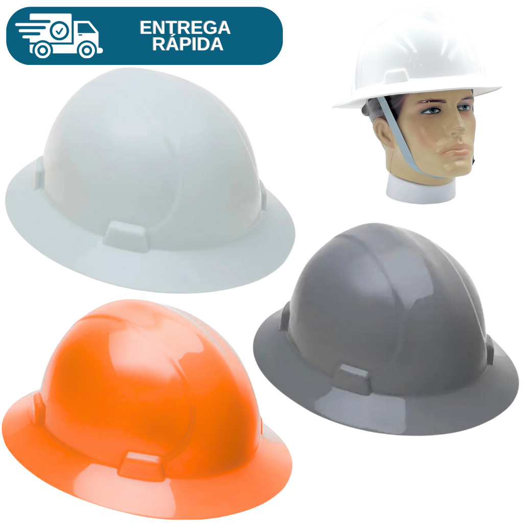 Capacete De Segurança Aba Total C/ Jugular Eletricista Engenheiro Obra ...