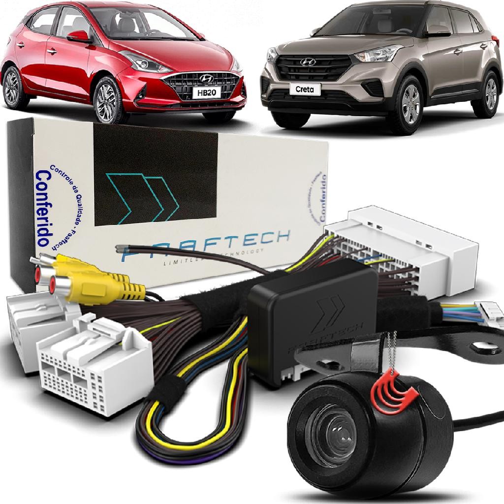 Modulo Interface de Desbloqueio Multimidia HB20 e Creta com Câmera de Ré e/ou Frontal Faaftech ...