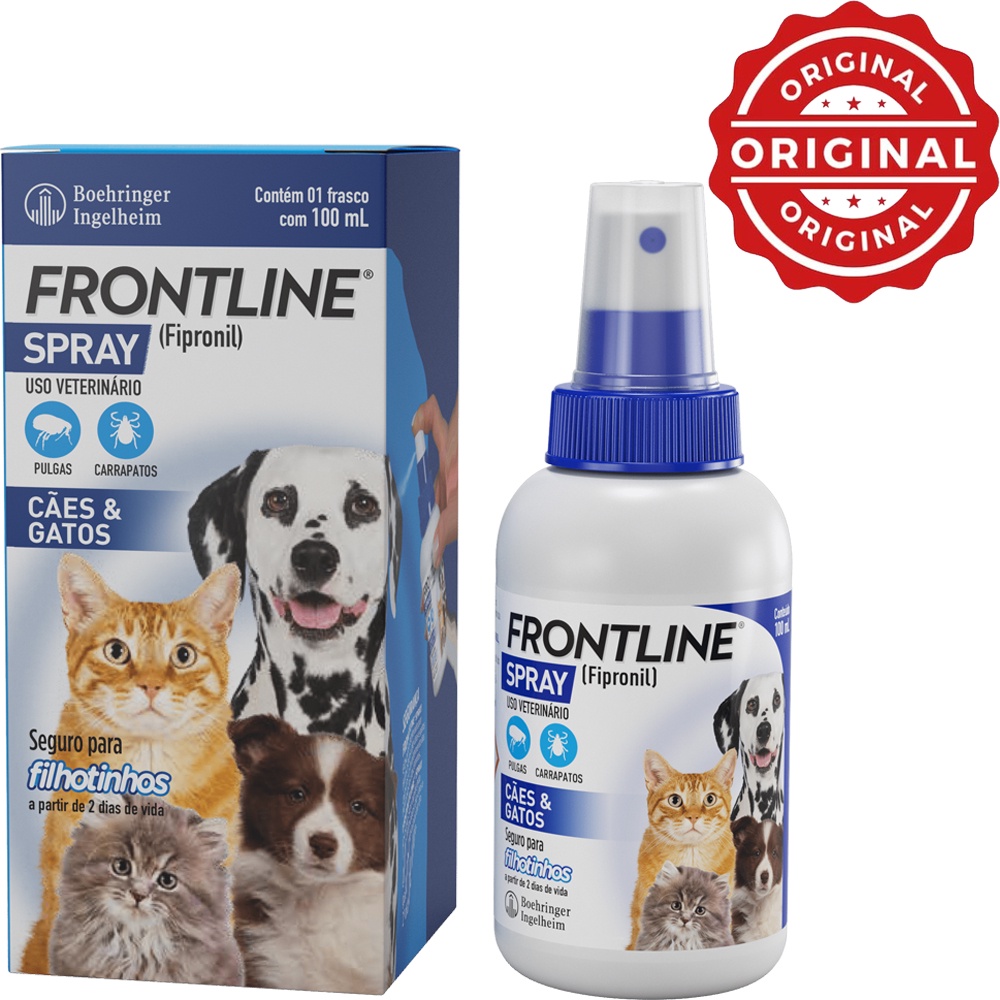 Frontline Spray 100ml Antipulgas e Carrapatos Original - Boehringer ...
