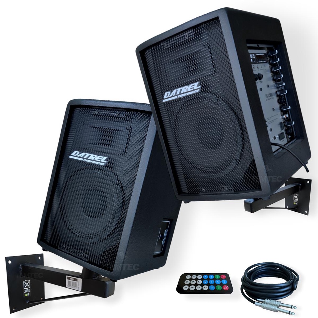 KIT CAIXA SOM ATIVA PASSIVA 8" 300W SUPORTE DATREL BT PROF | Shopee Brasil