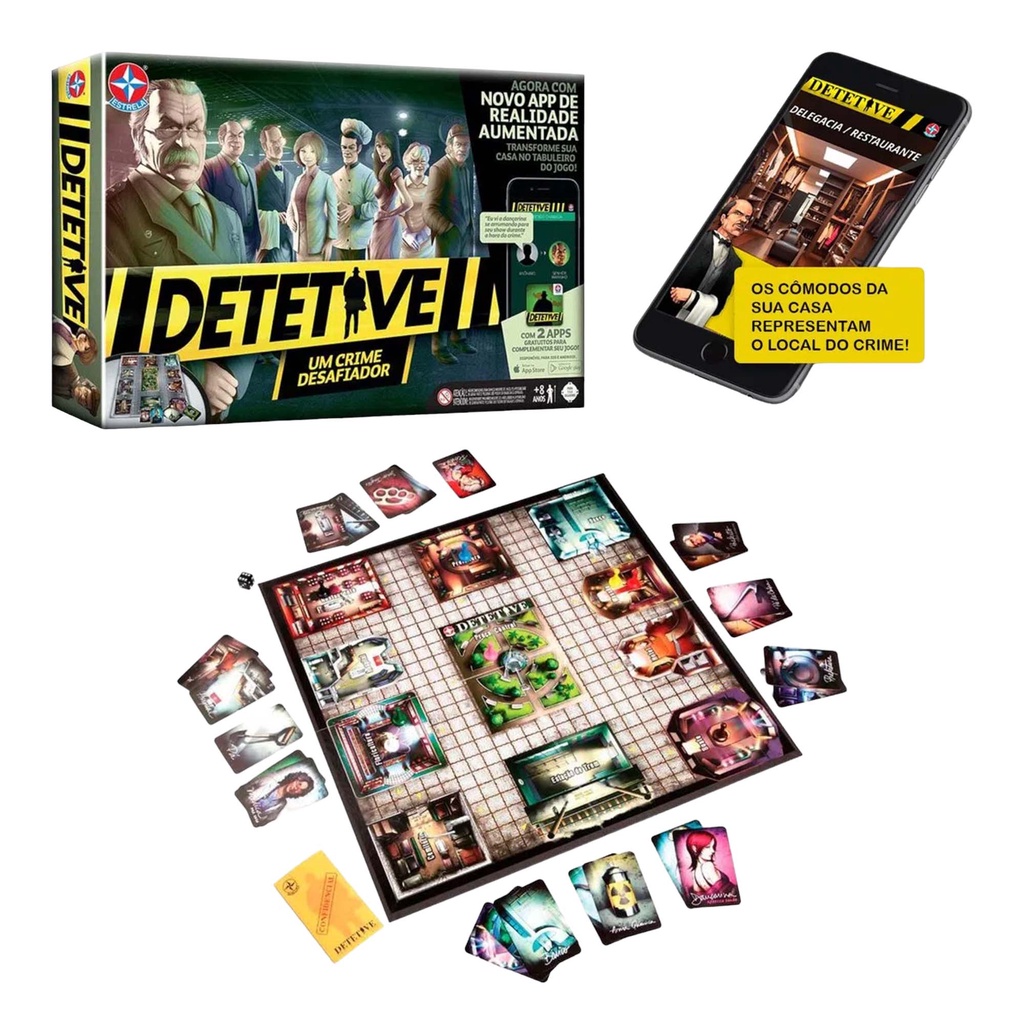 Jogo de Tabuleiro Clássico Detetive Agora Com APP Para Deixar o Jogo ...