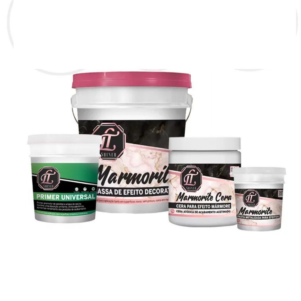 Massa de efeito Marmorite 4Kg Branco supremo+ Primer Universal Gelo 1Kg ...