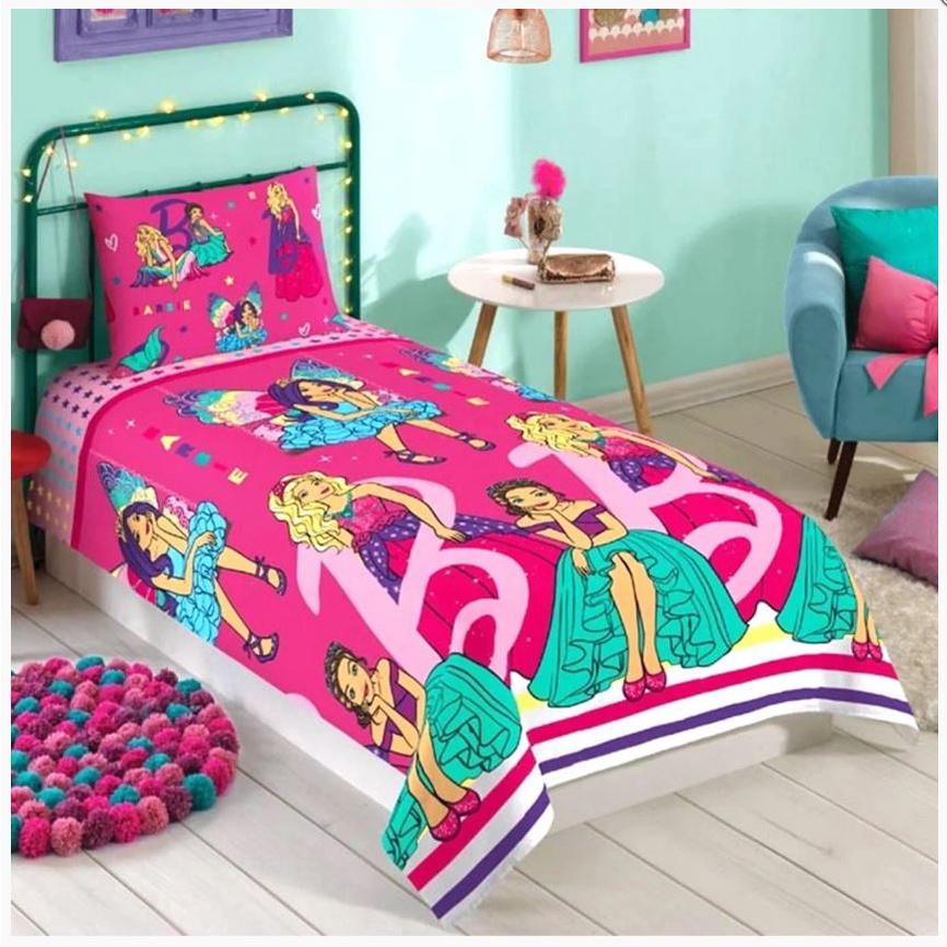JOGO DE CAMA INFANTIL 3 PEÇAS 140X220 BARBIE REINO LEPPER | Shopee Brasil
