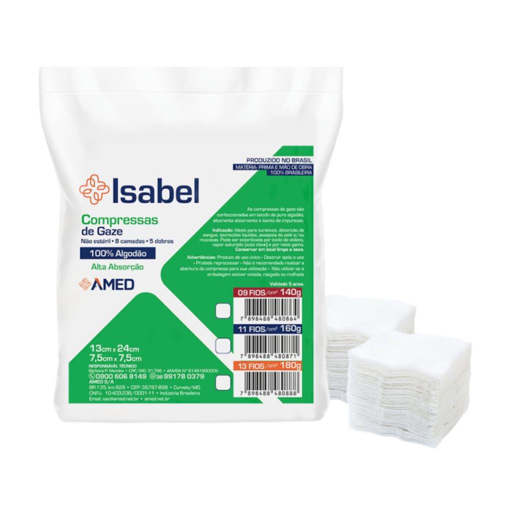 Compressa Gaze Algodao Nao Esteril 09 Fios Isabel America Medical ...