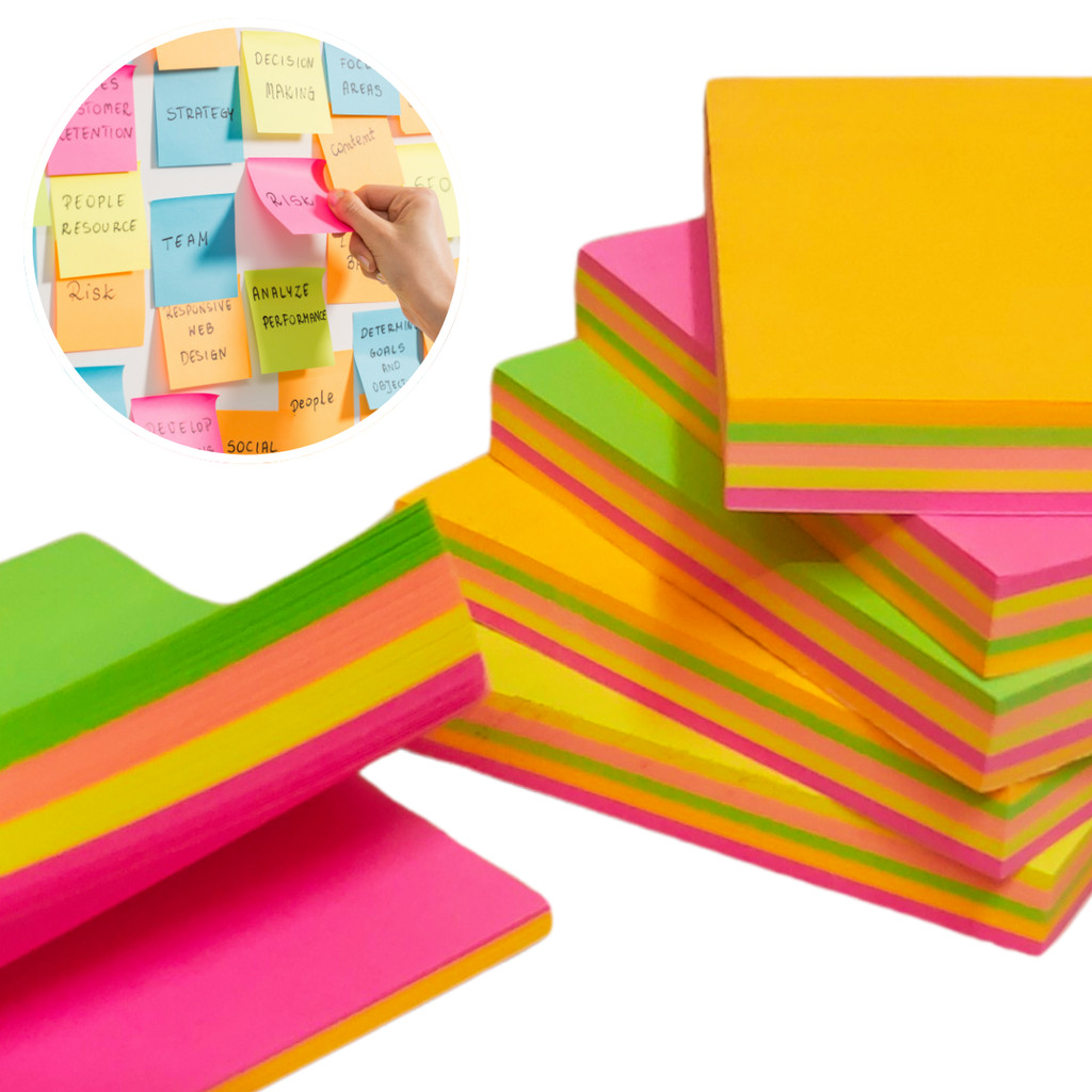 Kit Bloco De Notas Colorido Quadrado 7,6 x 7,6 cm I Adesivo para ...