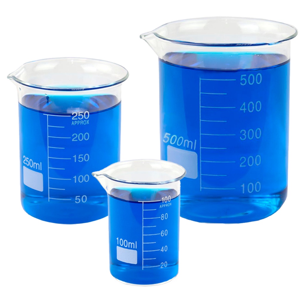 Kit 3 Béquer Becker Vidro Graduado 100, 250, 500 ml | Shopee Brasil
