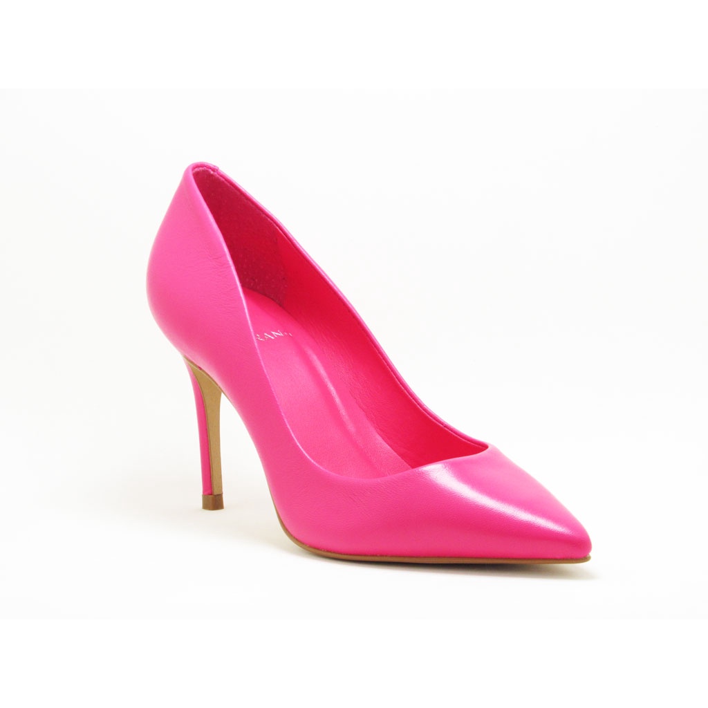 Scarpin Pink Rosa Choque Salto Médio Carrano | Shopee Brasil