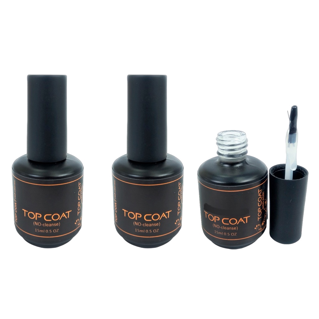 Kit 3 Top Coat Extra Brilho Selante Unha Gel Acrigel 15ml | Shopee Brasil
