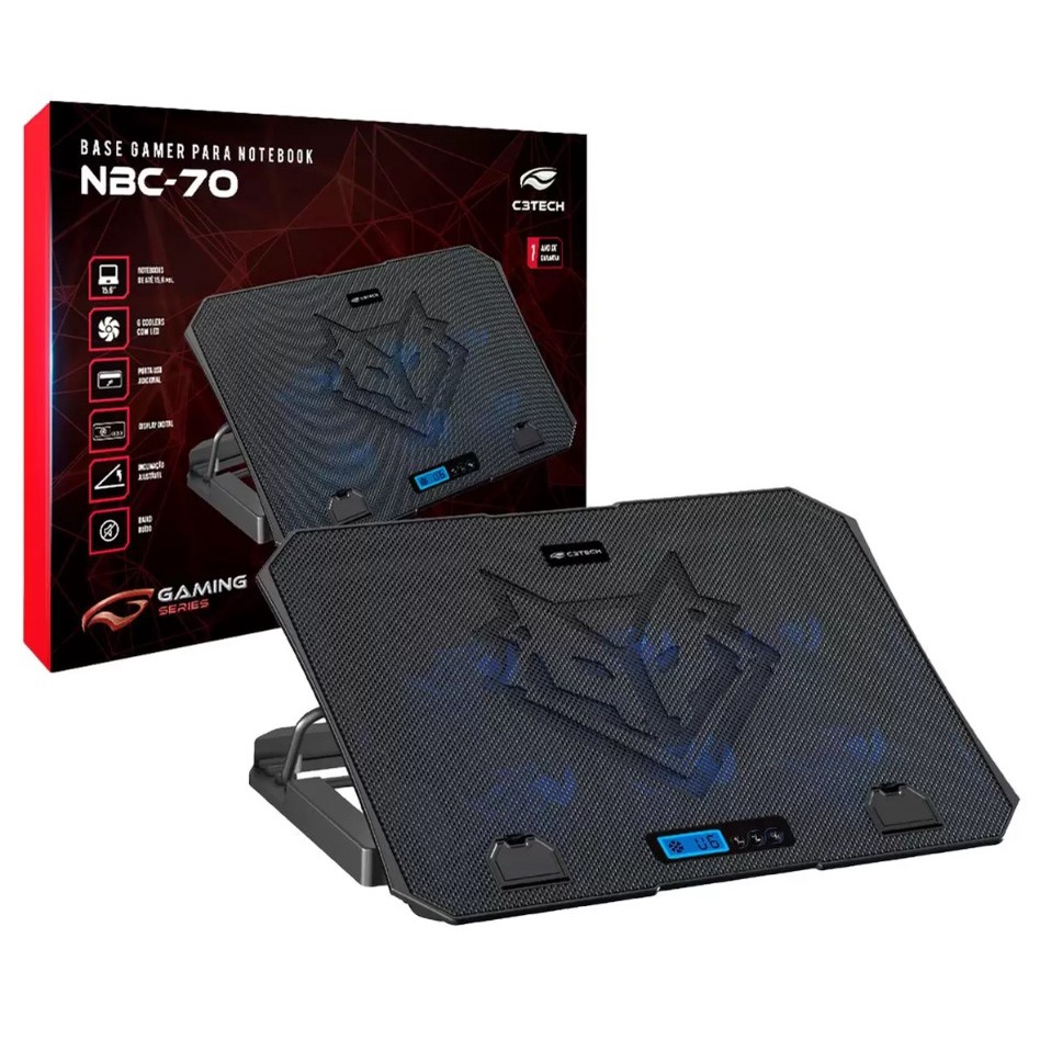 Base Gamer Para Notebook 15,6" Com Iluminação Led NBC-70BK | Shopee Brasil