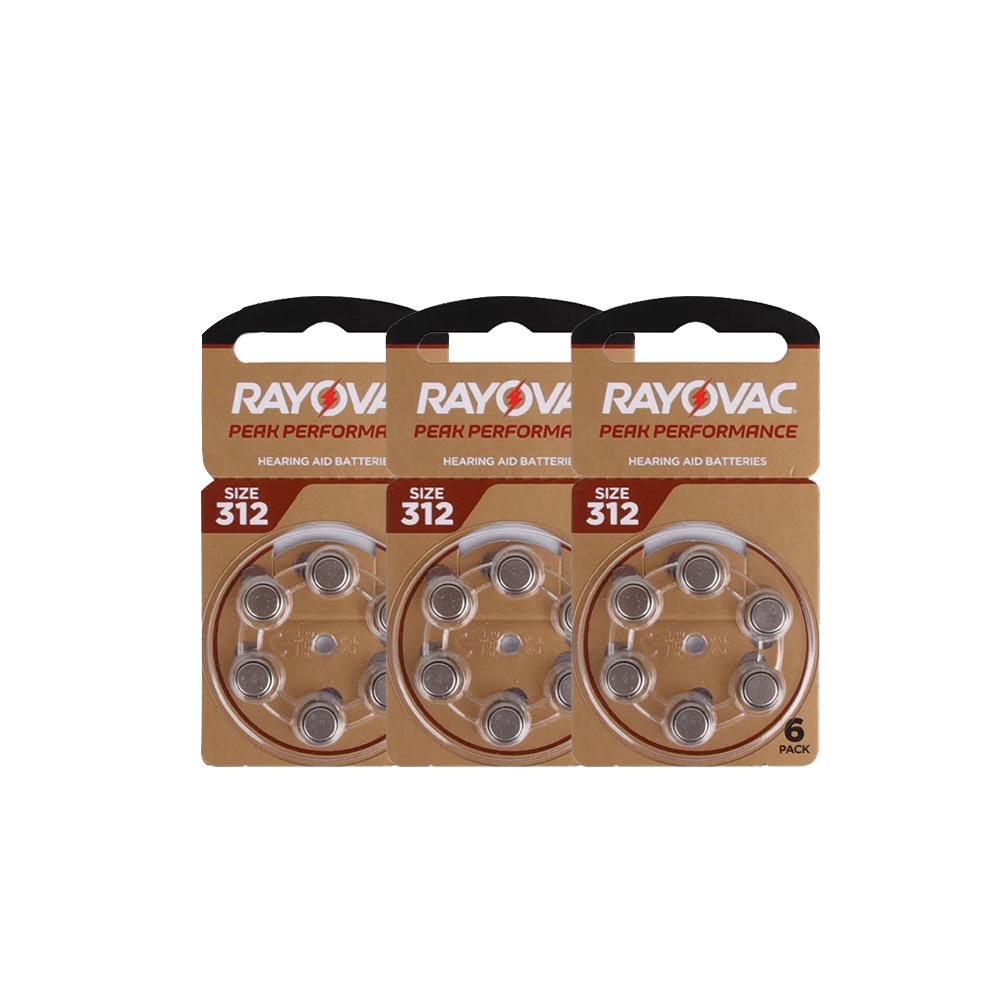 3 Cartela Bateria Rayovac Tamanho 312 (18 unidades) APARELHO AUDITIVO ...