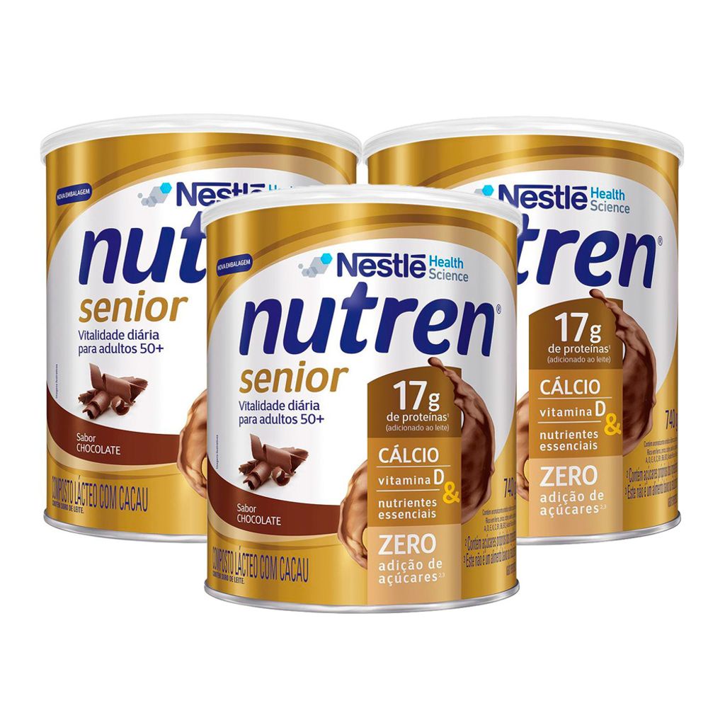 Nutren Senior Chocolate Suplemento Alimentar 740g | Kit com três ...