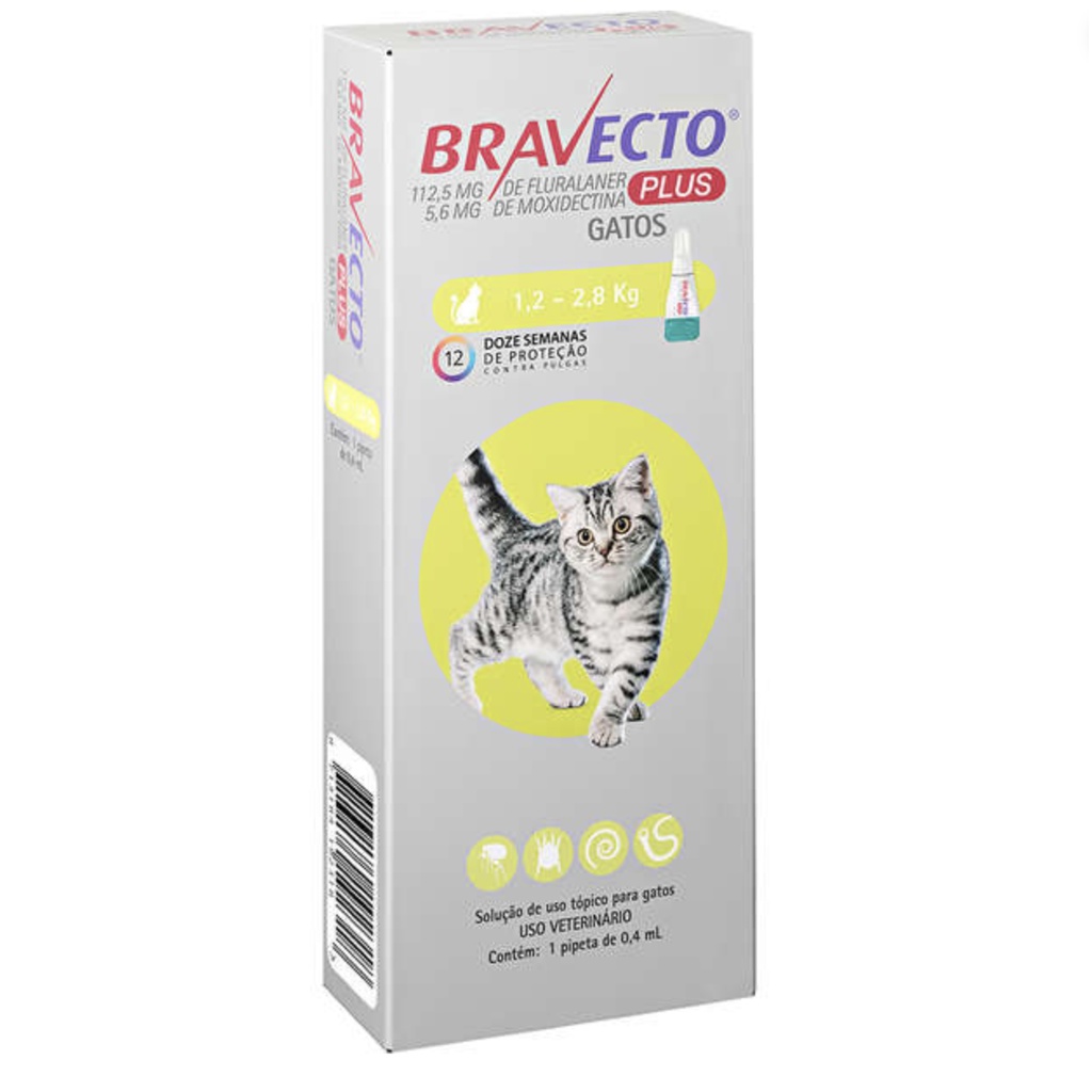 Antipulgas MSD Bravecto Transdermal Plus para Gatos de 1,2 a 2,8 Kg | Shopee Brasil