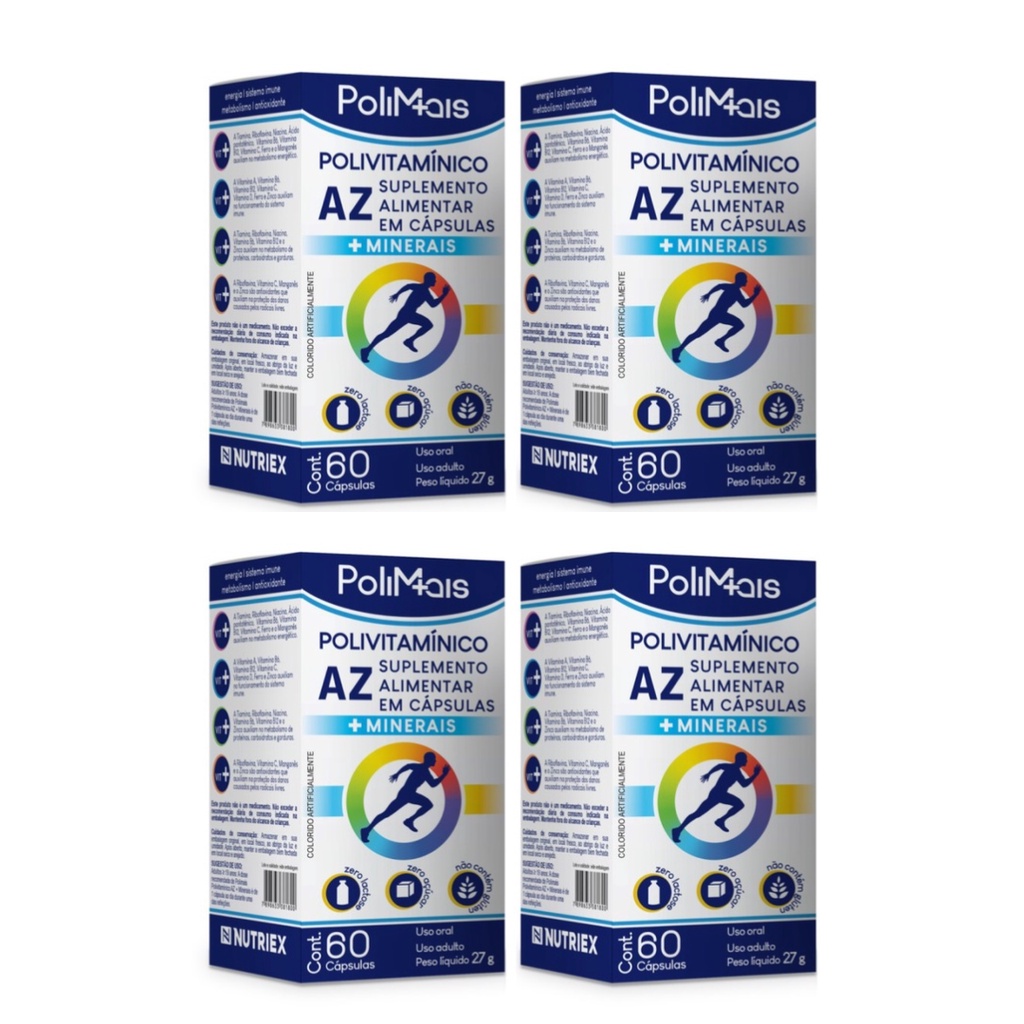 Kit 4x Polimais A-z Total 60 Capsulas (polivitaminíco) | Shopee Brasil