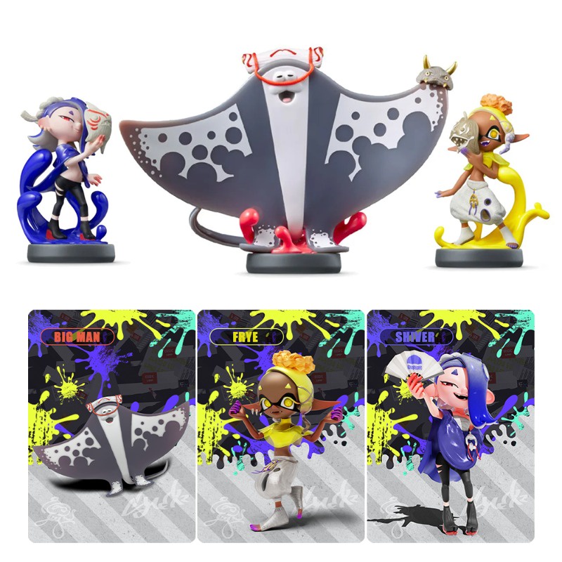 3Pcs Splatoon 3 2 1 Frye Shiver Personagens Do Homem Grande Amiibo Card Linkage NfC Props Para ...