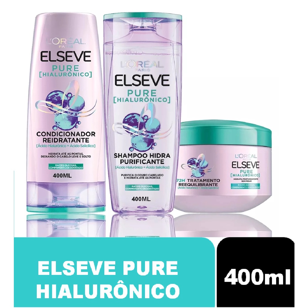 Kit Linha Elseve Pure Hialurônico (Shampoo + Condicionador 400ml e ...