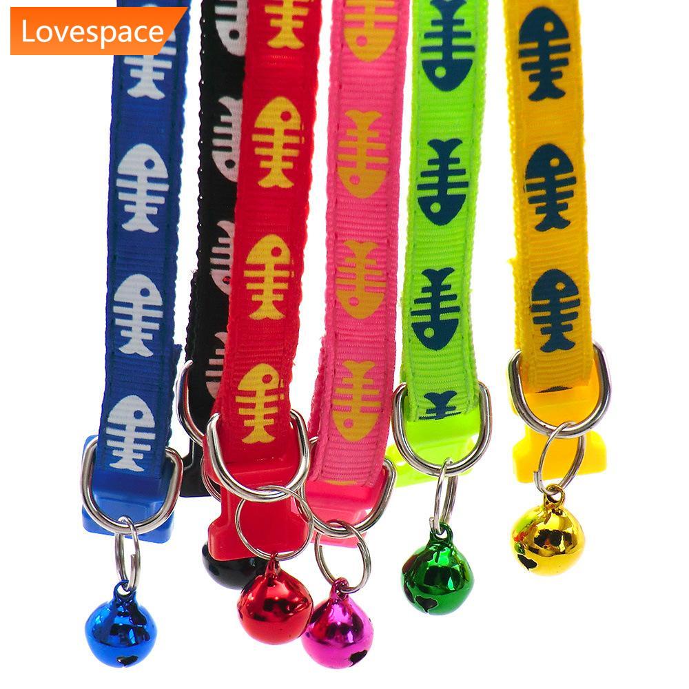 LS-STORE Fofo Espinha De Peixe Impressão Da Coleira Do Sino Animal De ...