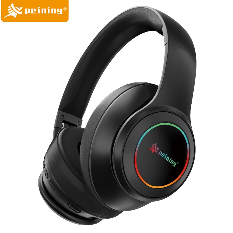 Peining Fone de ouvido sem fio Bluetooth Iluminação RGB Cartão SD e P2 ...