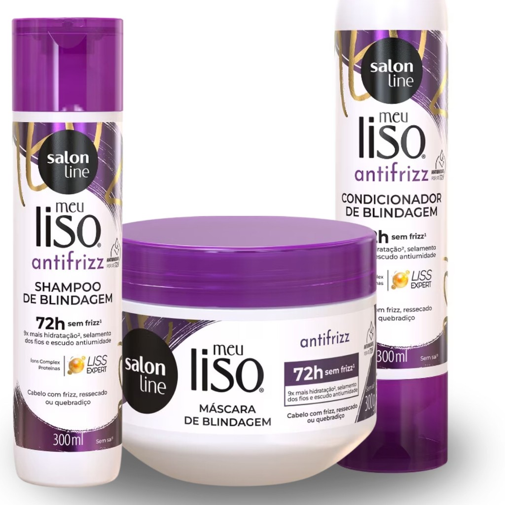 Kit Shampoo Meu Liso Antifrizz Salon Line 300g C/3 | Shopee Brasil