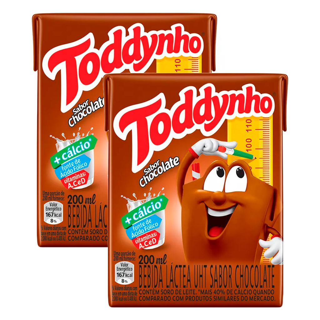Kit 2 Bebida Láctea Toddynho Tradicional Chocolate com 200ml | Shopee ...