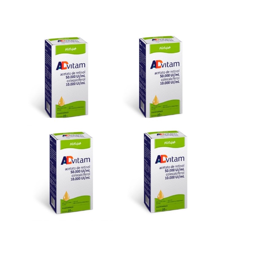 Kit 04 Polivitamínico Ad Vitam Em Gotas 20ml - Natulab | Shopee Brasil
