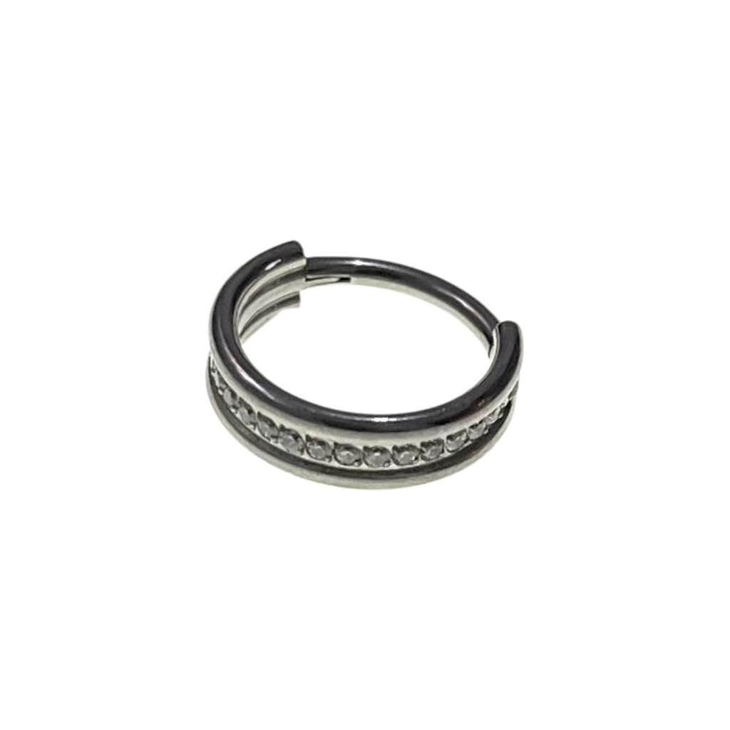 Piercing Argola Titânio com 3 Fileiras Tripla Meio Detalhado Zirconia ...