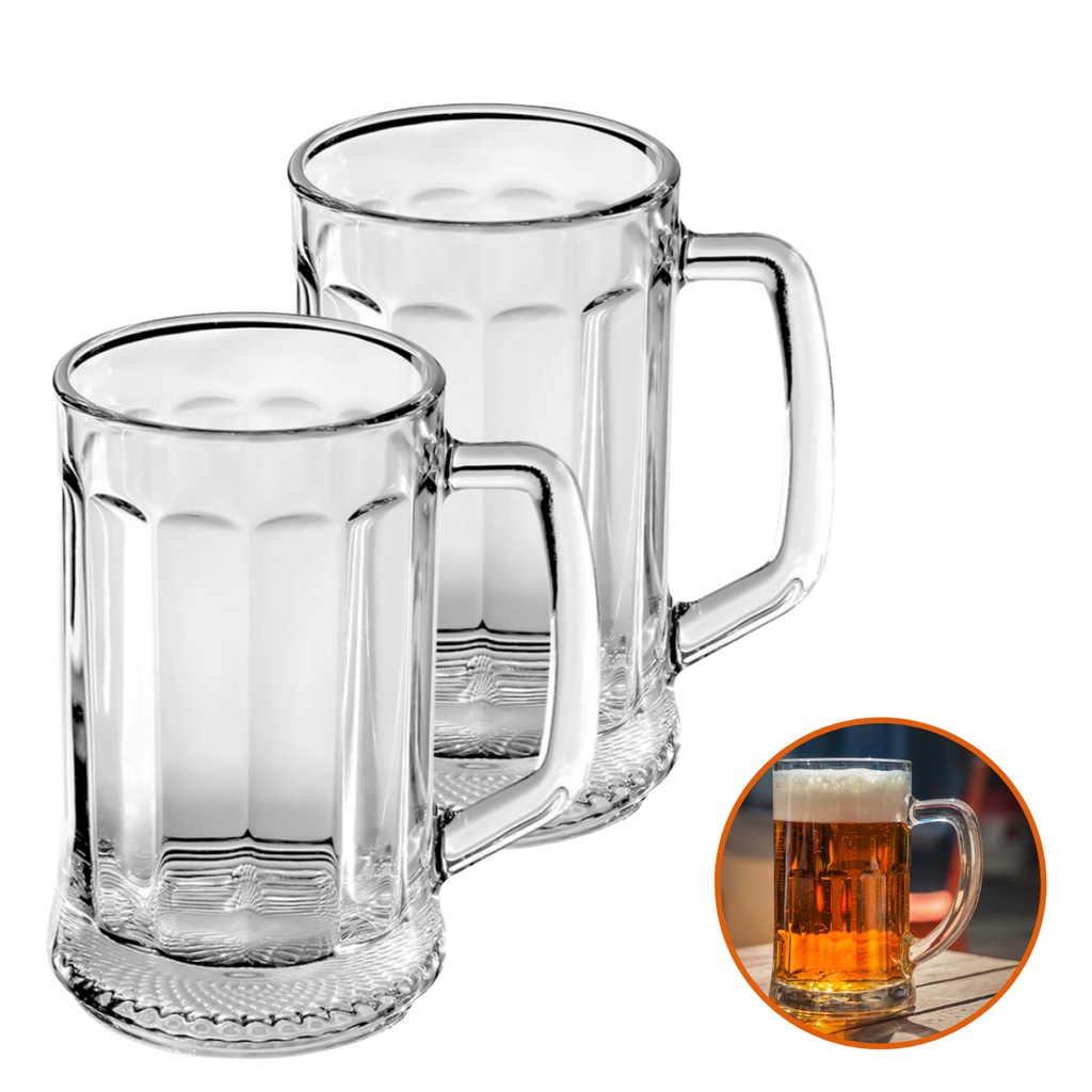 Jogo 6 Canecas De Vidro Chopp Cerveja Grande 390ml Festa | Shopee Brasil