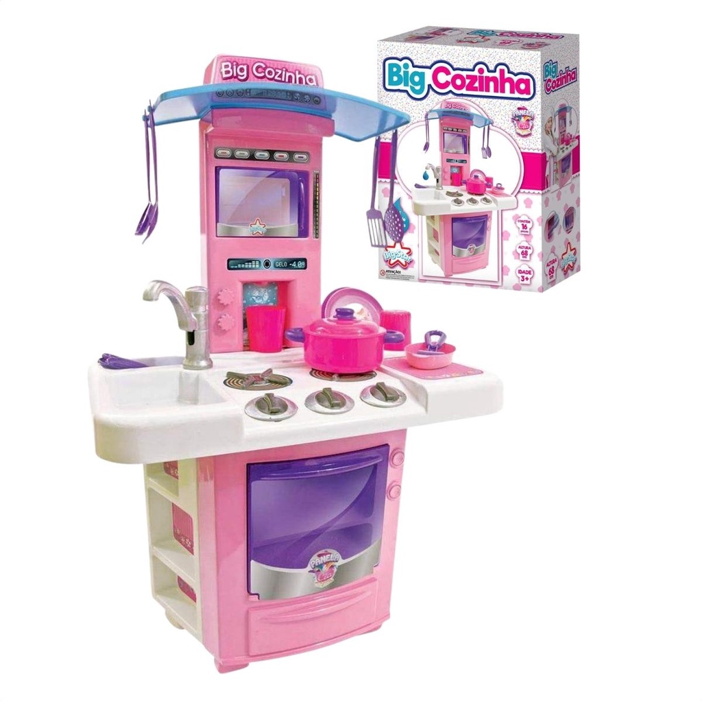 Brinquedo Kit Cozinha Gourmet Fogão Infantil Completa Interativa Pia Sai Água De Verdade ...