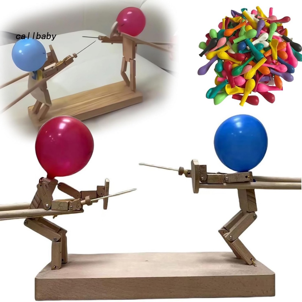Durable Bamboo Construction Wooden Robot Battle Game Fast-paced Balloon ...