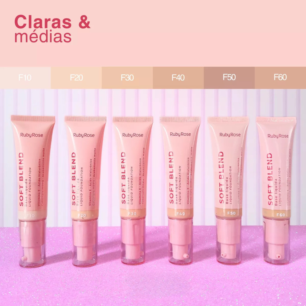 Base Liquida Soft Blend Acabamento Matte Nova Linha Ruby Rose | Shopee Brasil