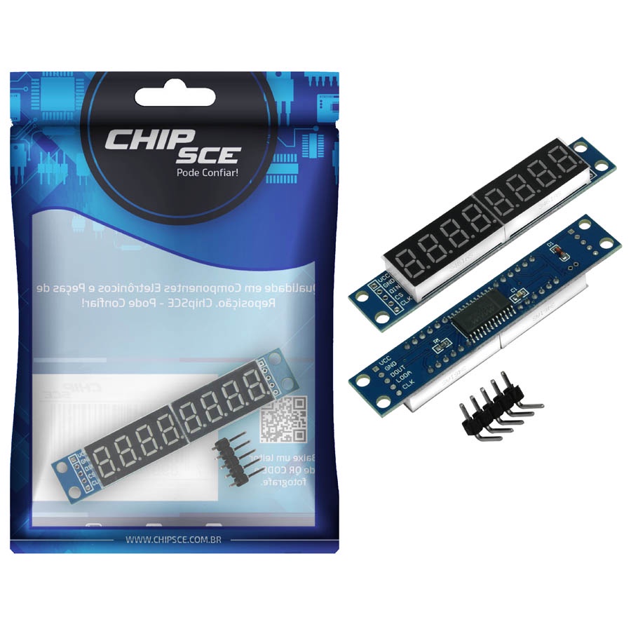 Módulo Display 7 Segmentos, Com Led 8 Dígitos Spi Max7219 | Shopee Brasil