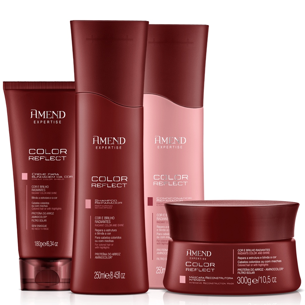 Kit Amend Color Reflect Shampoo Condicionador Máscara e Leave-in Realça ...