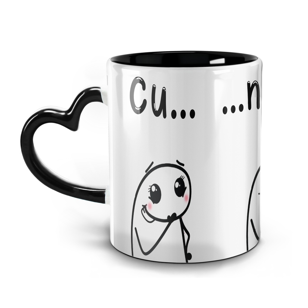 Caneca Alça Coração Preta - Meme Flork Cunhado! Te amo! | Shopee Brasil