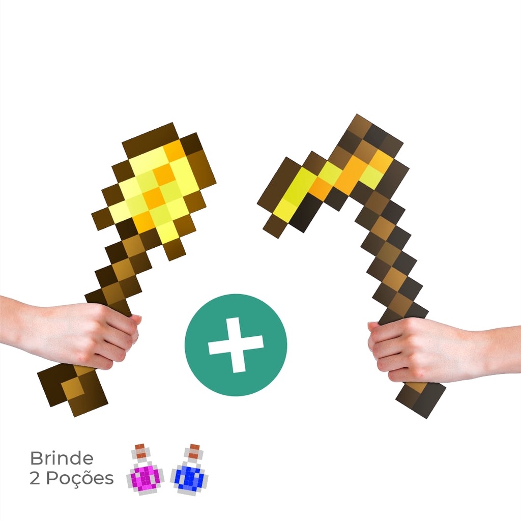 Kit Piexel OURO - Espada, Picareta, Machado, Arco | Shopee Brasil