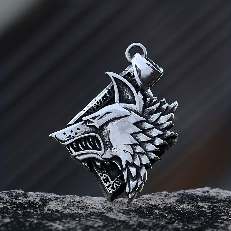 Novo Colar De Lobo De Engasgamento Longo Para Homens E Pingente Viking ...