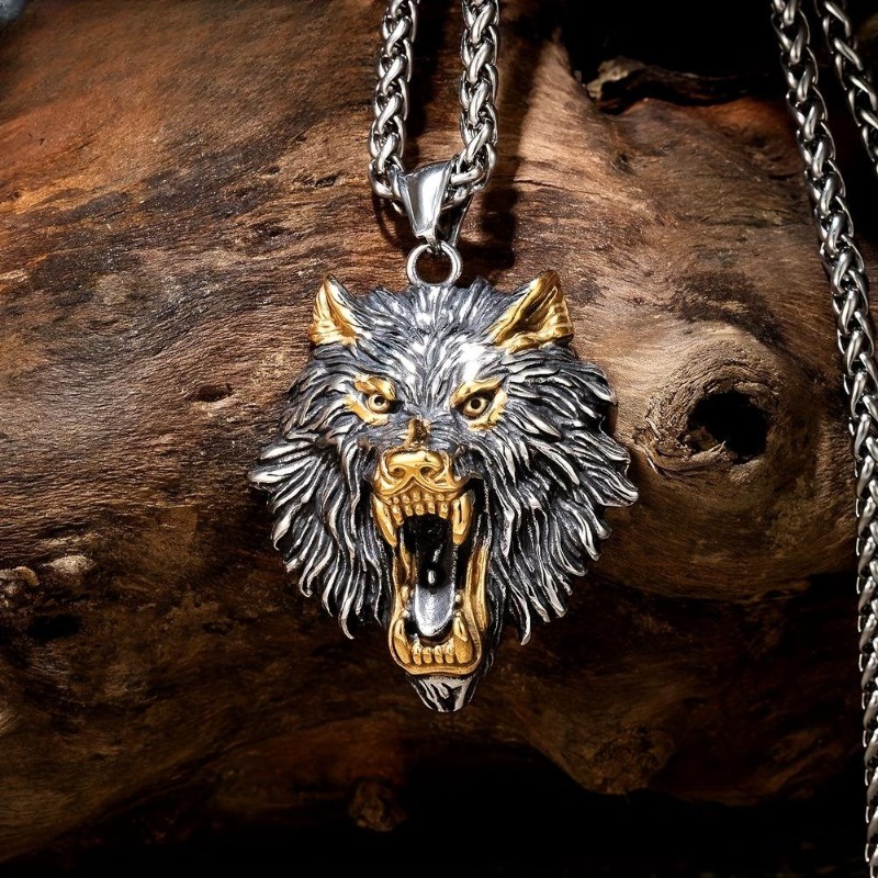 Punk Vikings Colares De Cabeça De Lobo Vintage Norse Odin's Wolf ...