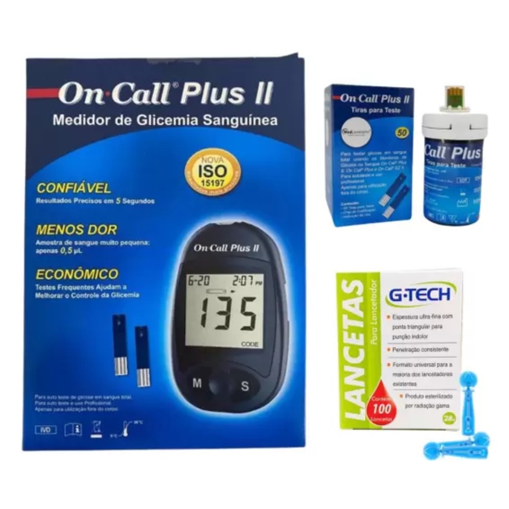 kit aparelho on call plus ll medidor de glicose no sangue para ...