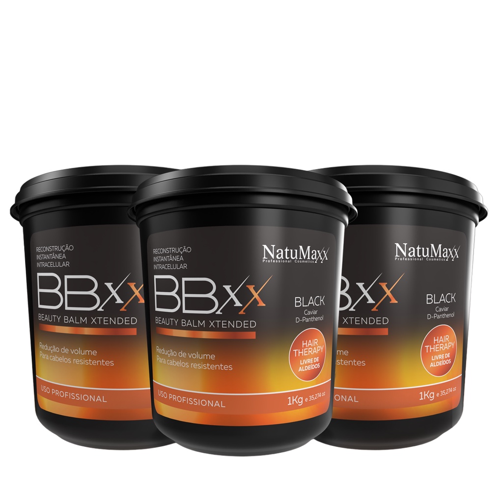 Kit 3 Bbxx Beauty Botox Black Therapy NatuMaxx 1kg Redução de volume ...