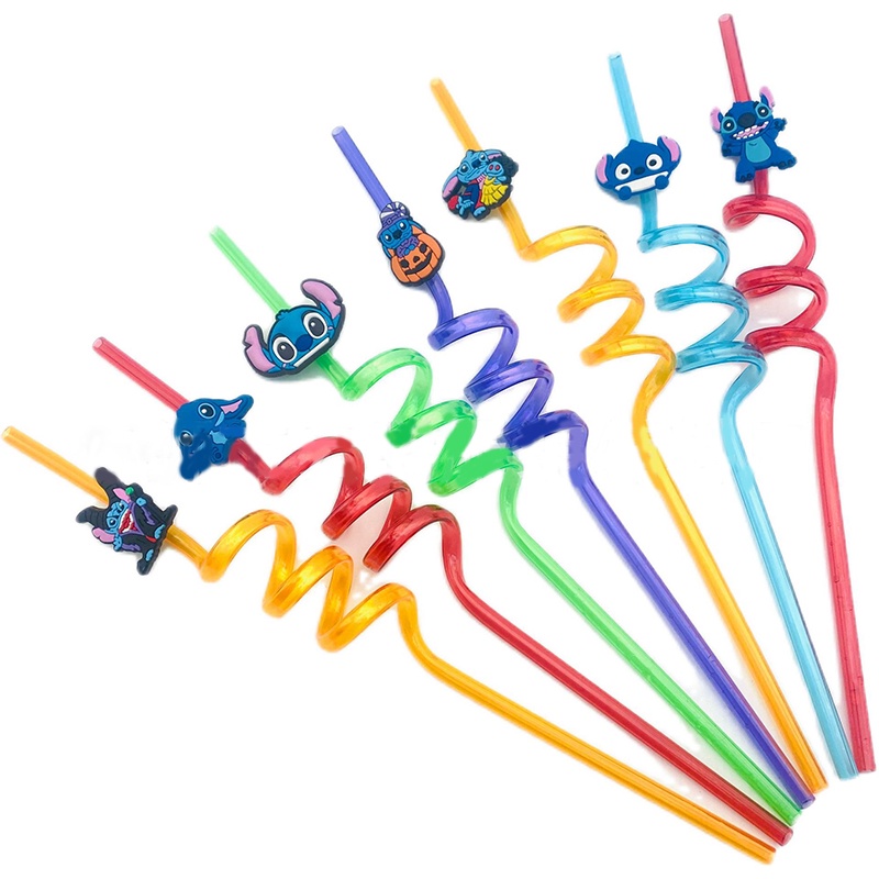 20Pcs Disney Stitch Straws Plástico Reutilizável Para Festas De ...