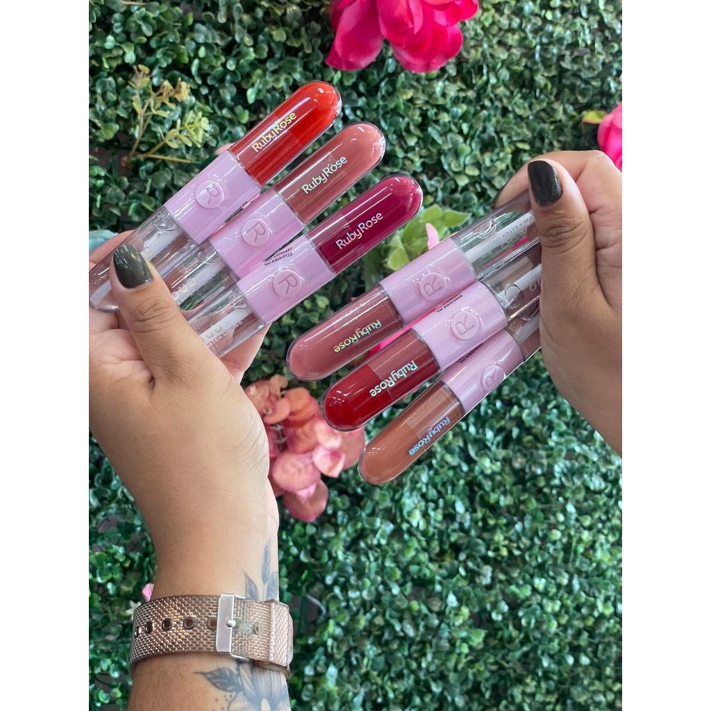 Batom Líquido Duo Ruby Rose HBF5681 D05 | Shopee Brasil