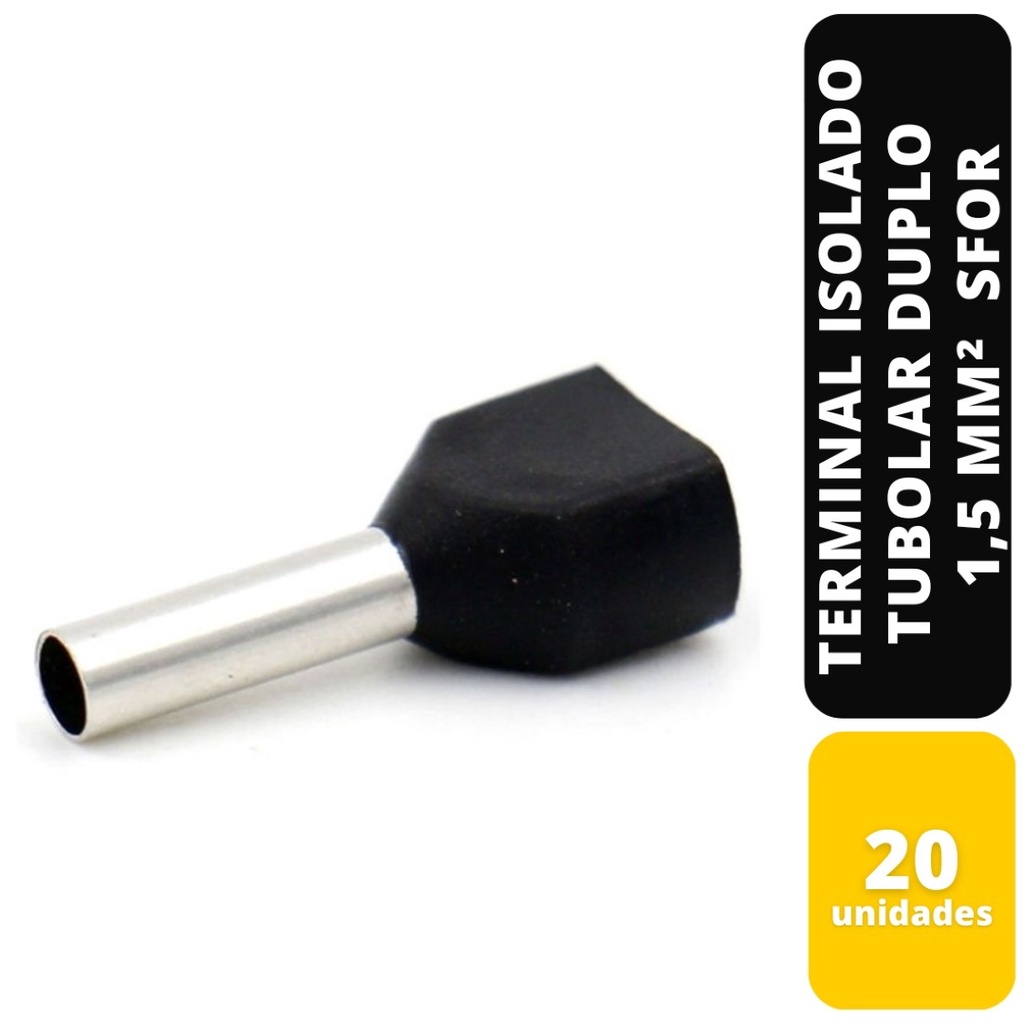 Kit C/20 TERMINAL ISOLADO TUBOLAR DUPLO PT 1,5 MM² SFOR | Shopee Brasil