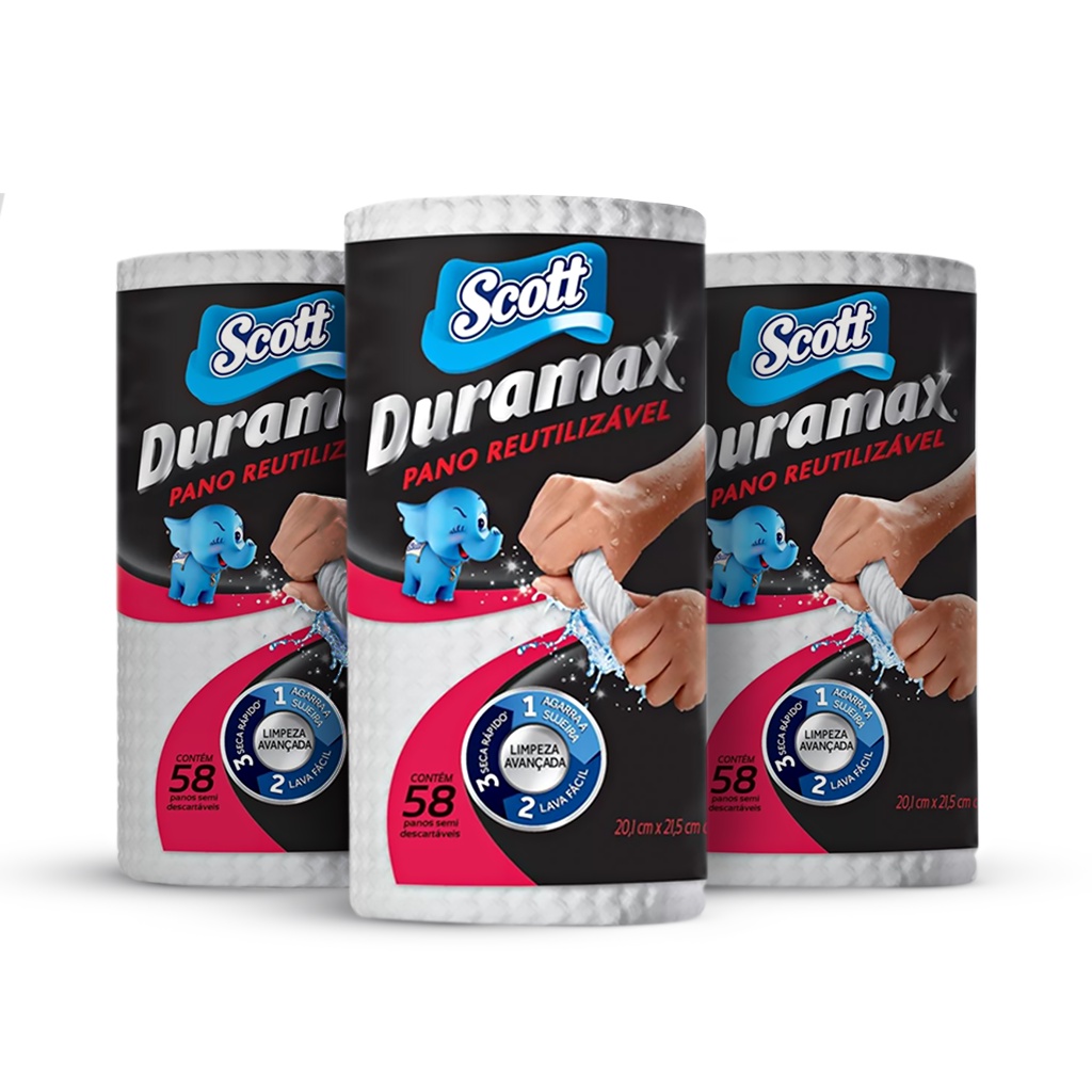 Kit com 3 Panos Duramax Scott Branco - Multiuso Reutilizável | Shopee ...