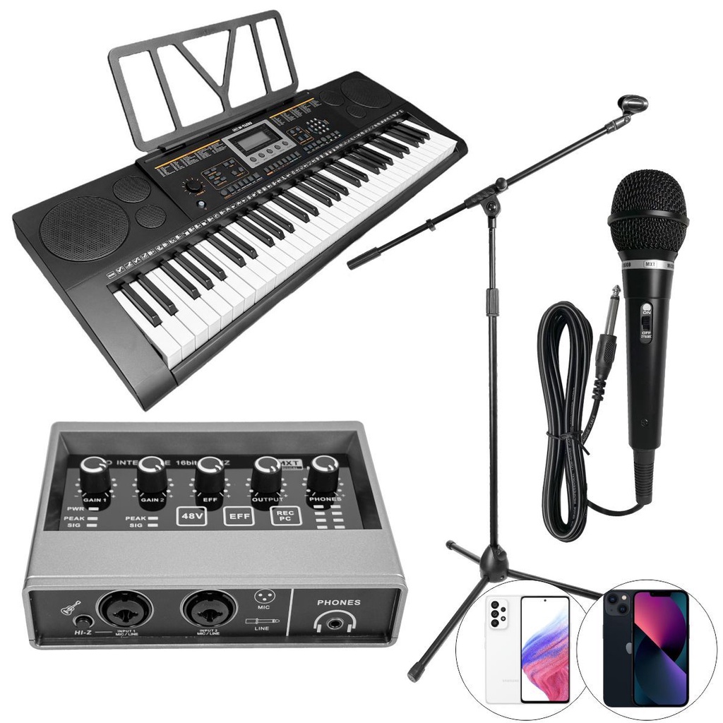 Kit Teclado Musical Midi 61 Teclas Usb Mxt Com Pedestal Microfone ...
