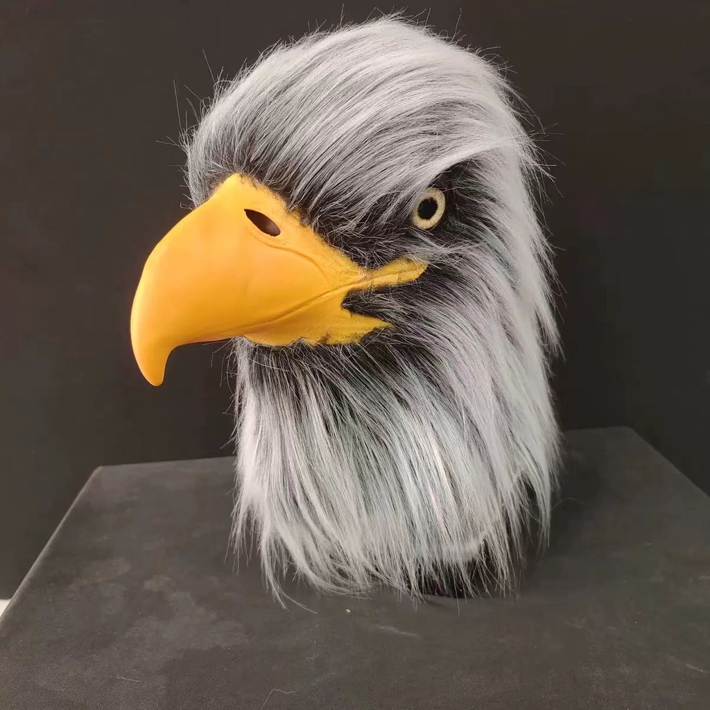 Máscara de águia cinza cabeça de águia com garras de látex Máscara de ...