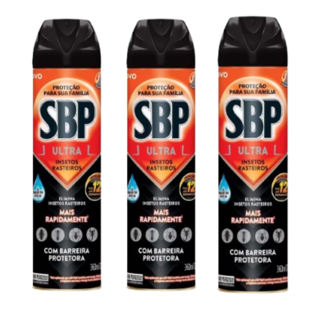 KIT 3 SBP Aerossol ULTRA Barreira Ativa Insetos Rasteiros (PRETO) (3 ...
