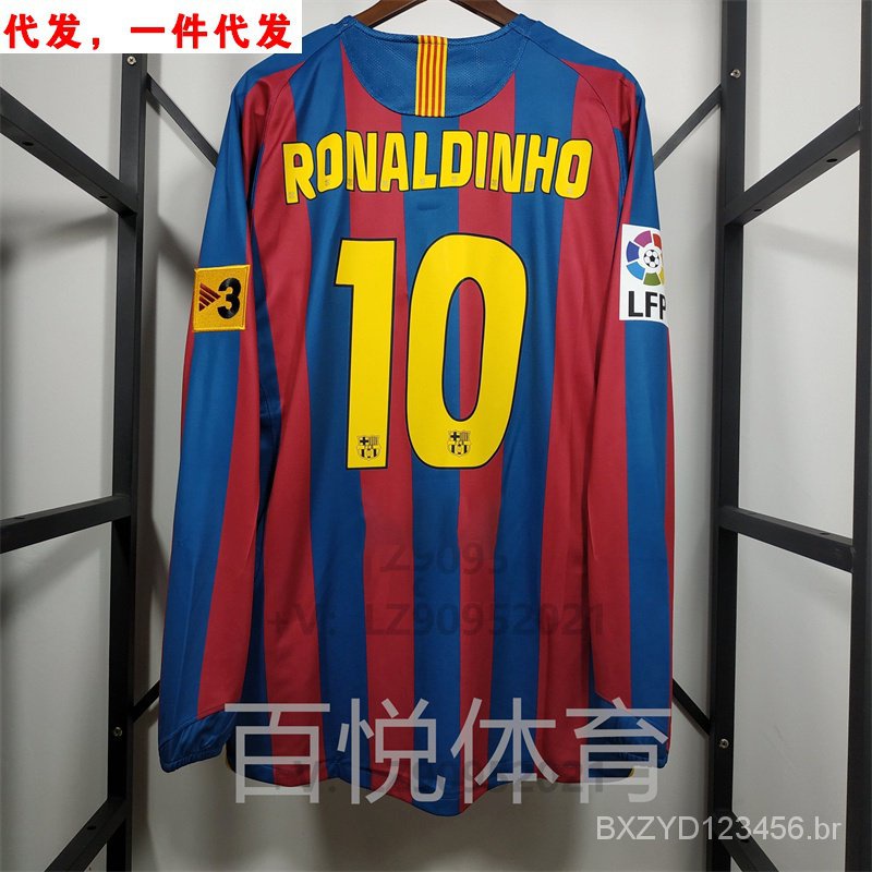 Camisa retro Manga Longa 0506 Barcelona Casa Camisa Top Thai Versão No ...